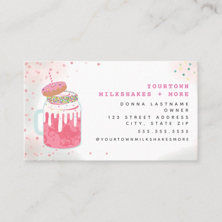 Extreme Milkshake Pink Donut Sprinkles Business Card | Zazzle