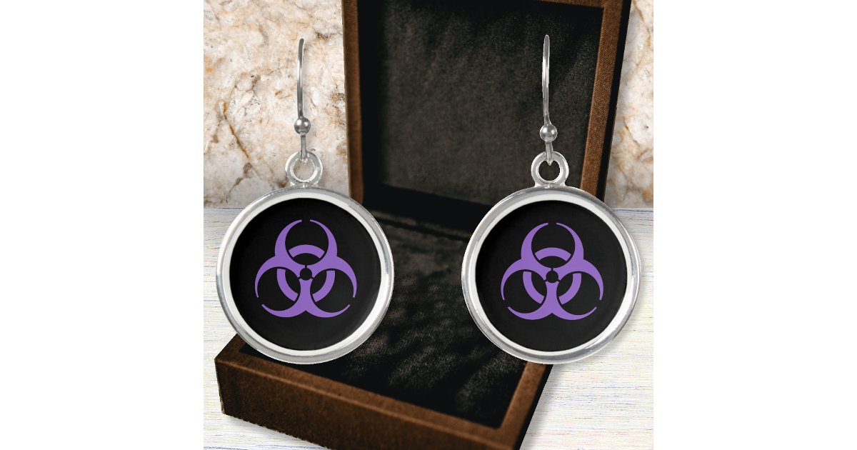 Extreme Purple Biohazard Symbol Earrings | Zazzle
