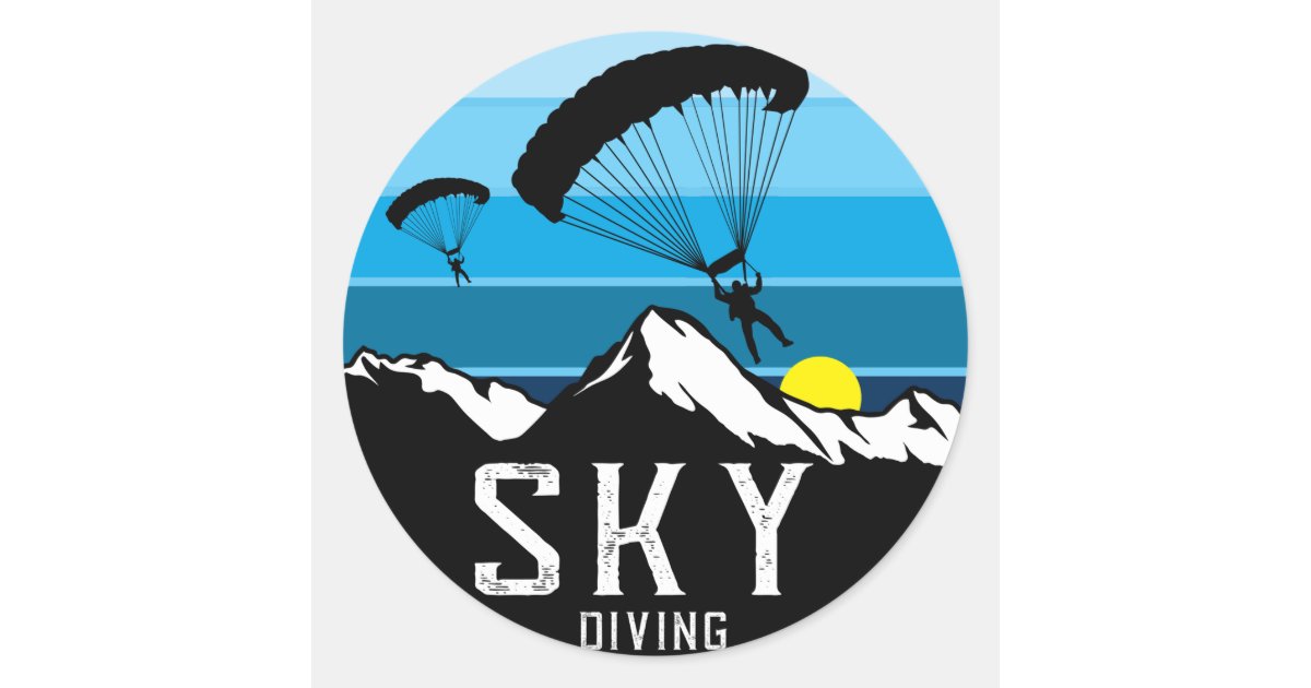 Extreme Skydiving Parachute Sports Classic Round Classic Round Sticker ...