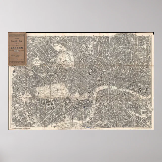 Extremely Detailed Antique Map of London 1899 Poster | Zazzle