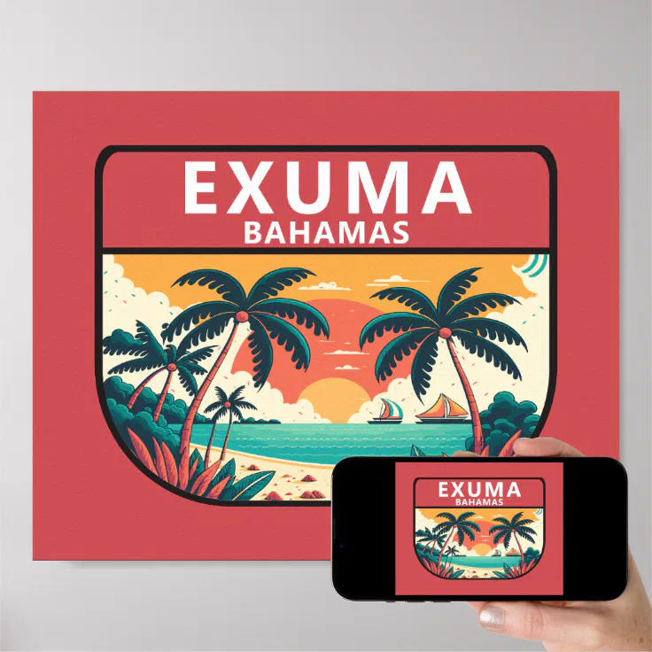 Exuma Bahamas Retro Emblem Poster | Zazzle