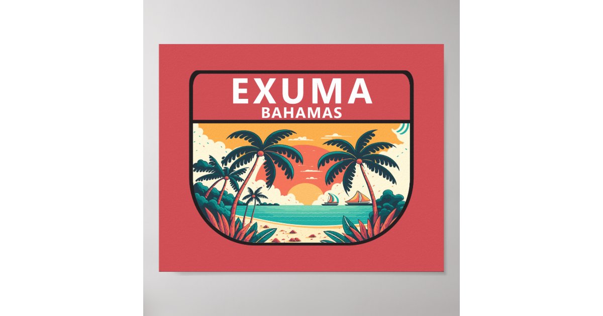 Exuma Bahamas Retro Emblem Poster | Zazzle