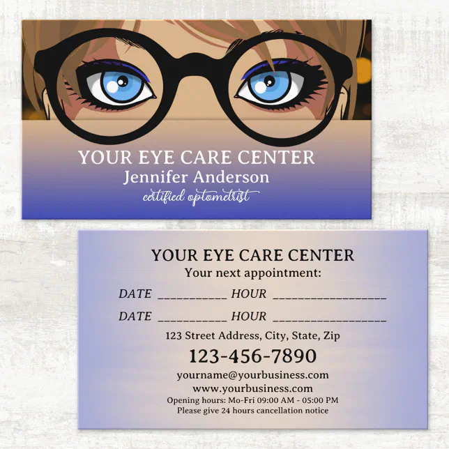 Eye Care Appointment Business Card | Zazzle
