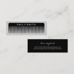 Eye Catching Comb White Leather Mini Business Card | Zazzle