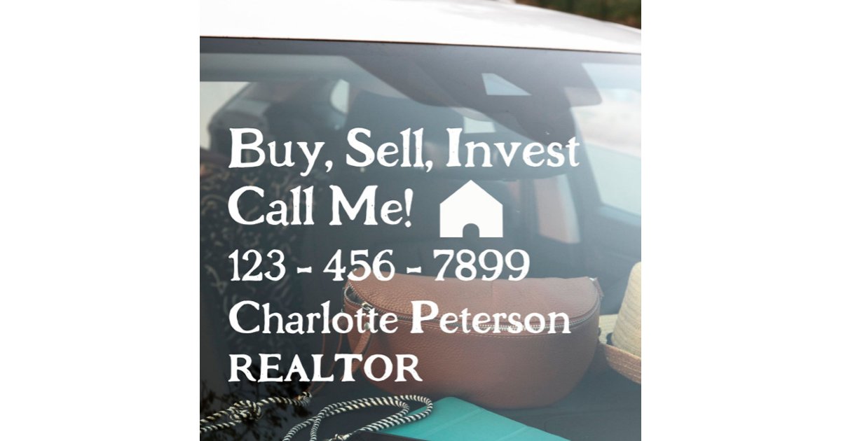 Eye-Catching Custom Realtor Car Decal | Zazzle