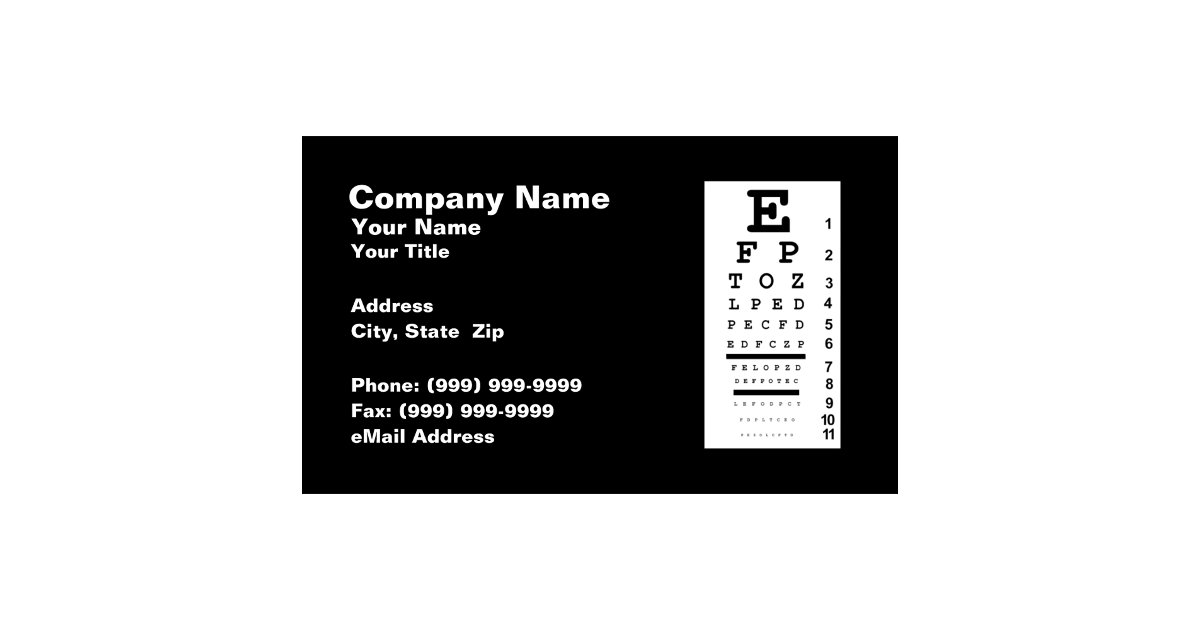 Eye Chart Against Black Background Business Card | Zazzle