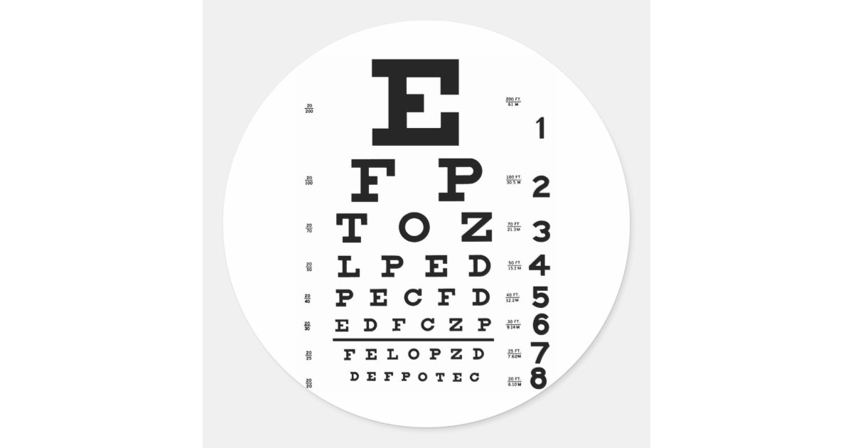 Eye Chart Classic Round Sticker | Zazzle