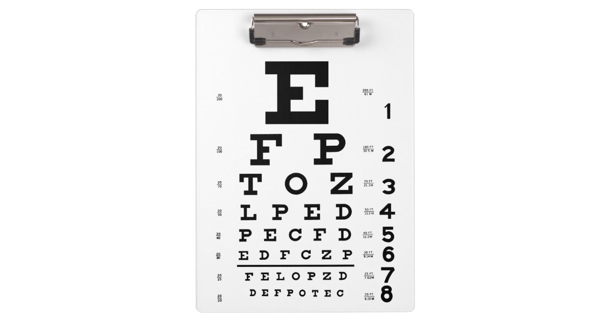 Eye Chart Clipboard | Zazzle