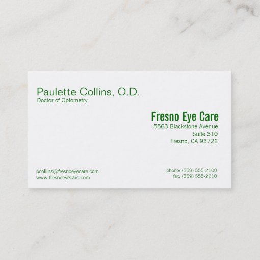 eye chart optometrist business card | Zazzle