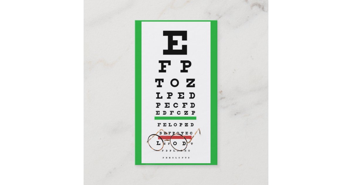 eye chart optometrist business card | Zazzle