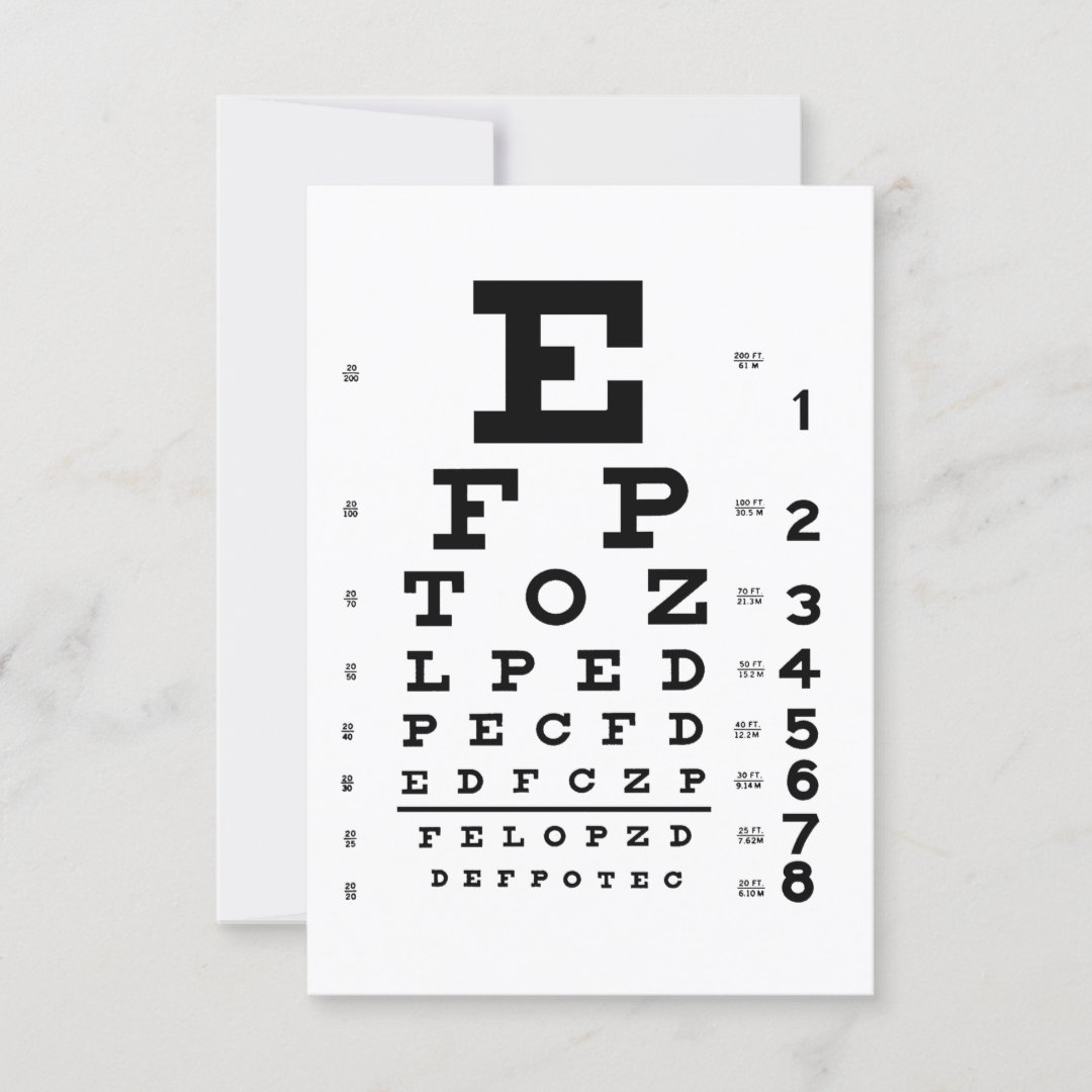 Eye Chart Optometrist card | Zazzle