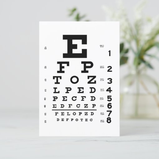 Eye Chart Optometrist card | Zazzle