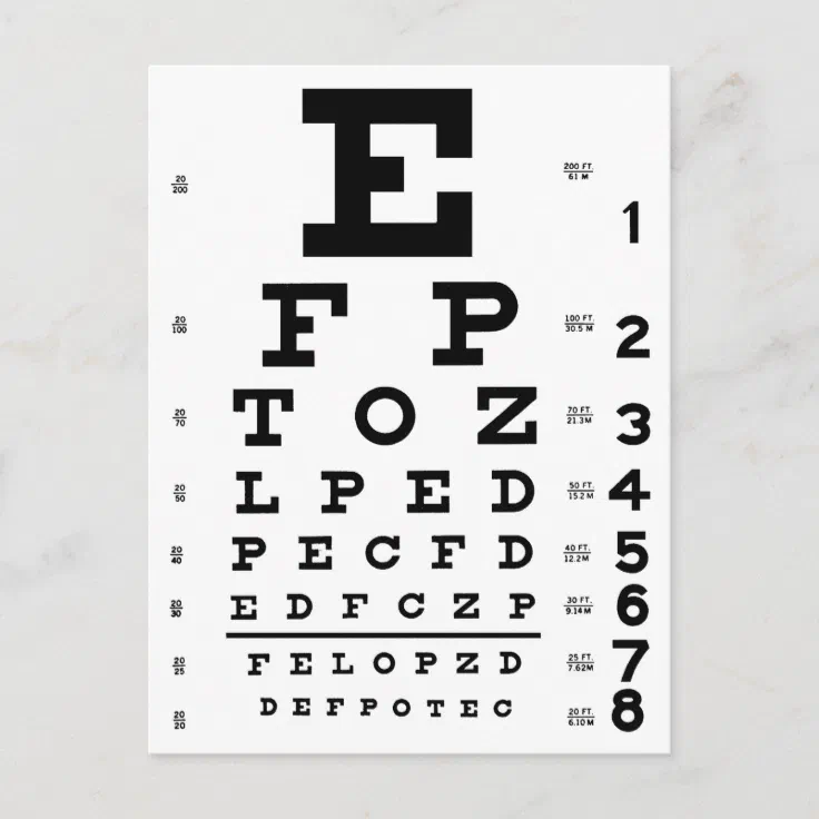 Eye Chart Postcard | Zazzle