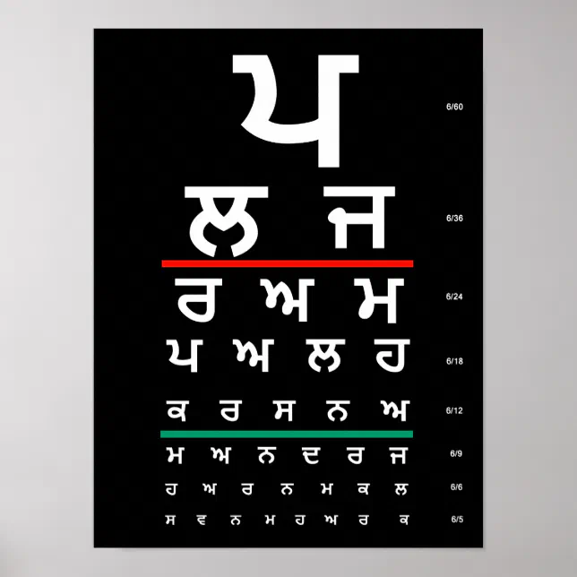 Eye Chart Punjabi | Zazzle