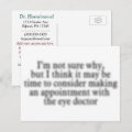 Eye doctor annual exam reminder post card | Zazzle