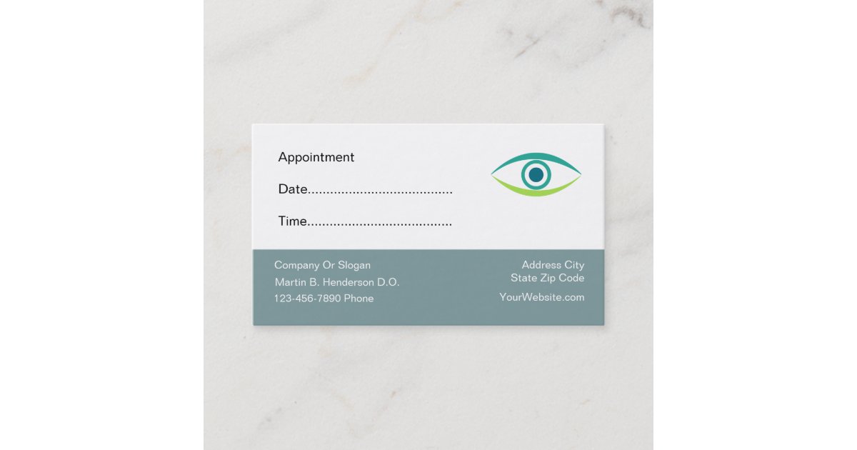 Eye Doctor Appointment Reminder Business Cards | Zazzle.com