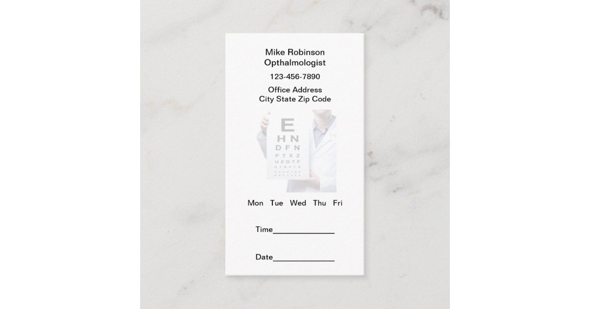 Eye Doctor Appointment Reminder Businesscards | Zazzle