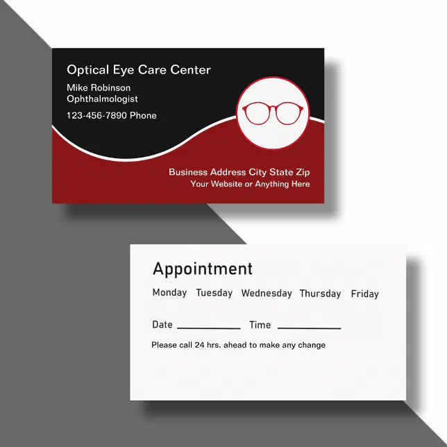 Eye Doctor Ophthalmologist Appointment Cards | Zazzle