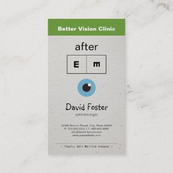 Eye Doctor Ophthalmology Ophthalmologist Optometry Business Card | Zazzle