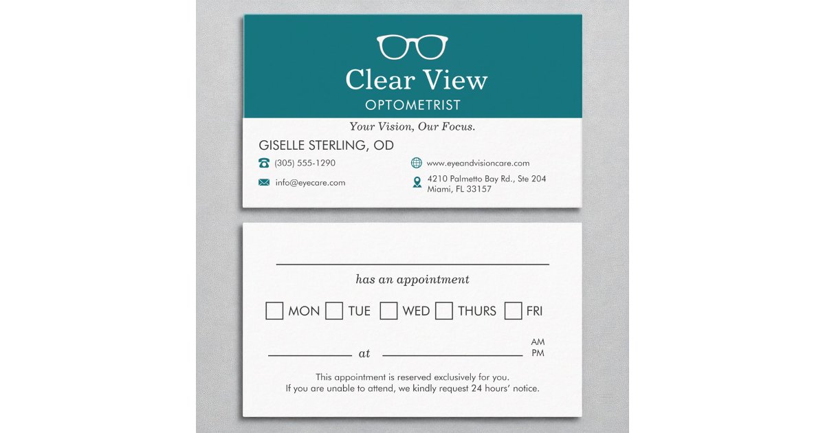 Eye Doctor Optometrist Office Appointment Business Card | Zazzle