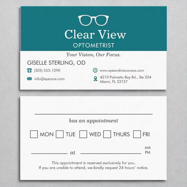 Eye Doctor Optometrist Office Appointment Business Card | Zazzle