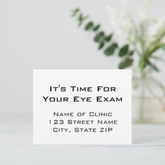 Eye Exam Appointment Reminder Eye Chart Style Postcard | Zazzle