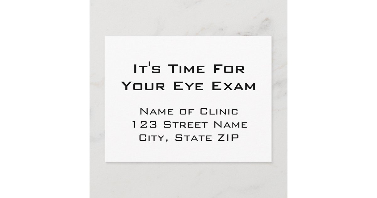 Eye Exam Appointment Reminder Eye Chart Style Postcard | Zazzle