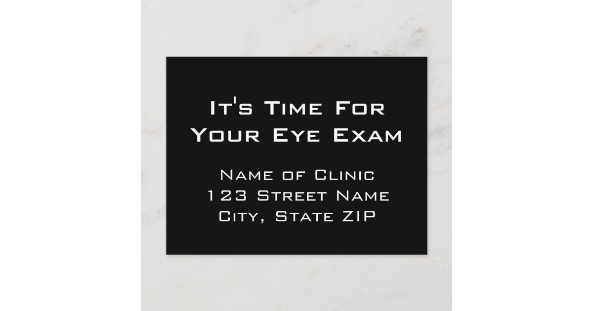 Eye Exam Appointment Reminder From Clinic Postcard | Zazzle