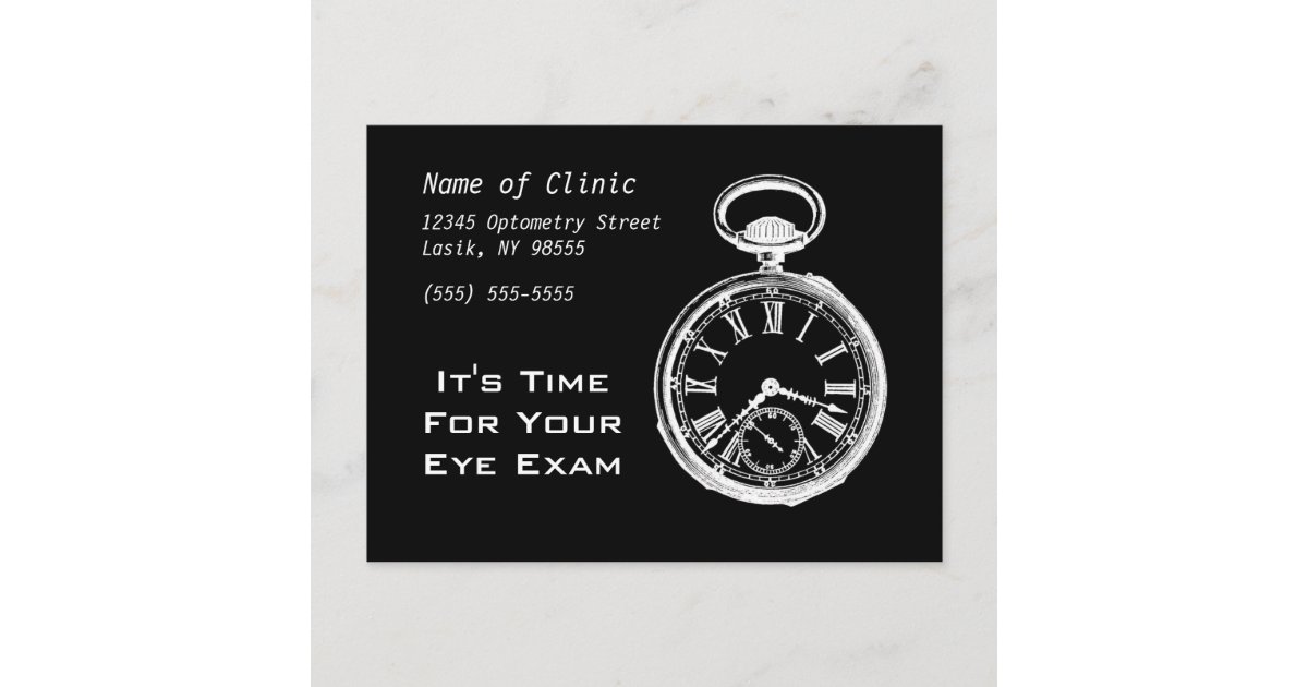 Eye Exam Appointment Reminder Pocket Watch Postcard | Zazzle