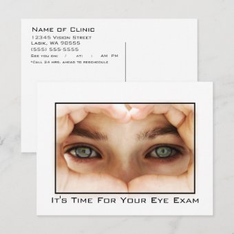 Eye Exam Appointment Reminder Postcard | Zazzle