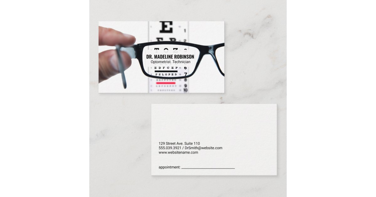Eye Exam Chart | Prescription Glasses Appointment Card | Zazzle