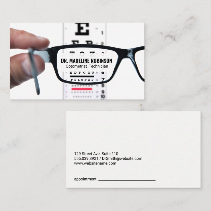 Eye Exam Chart | Prescription Glasses Appointment Card | Zazzle