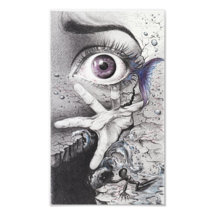 Eye fish and hand Dream Surreal drawing art Photo Print | Zazzle