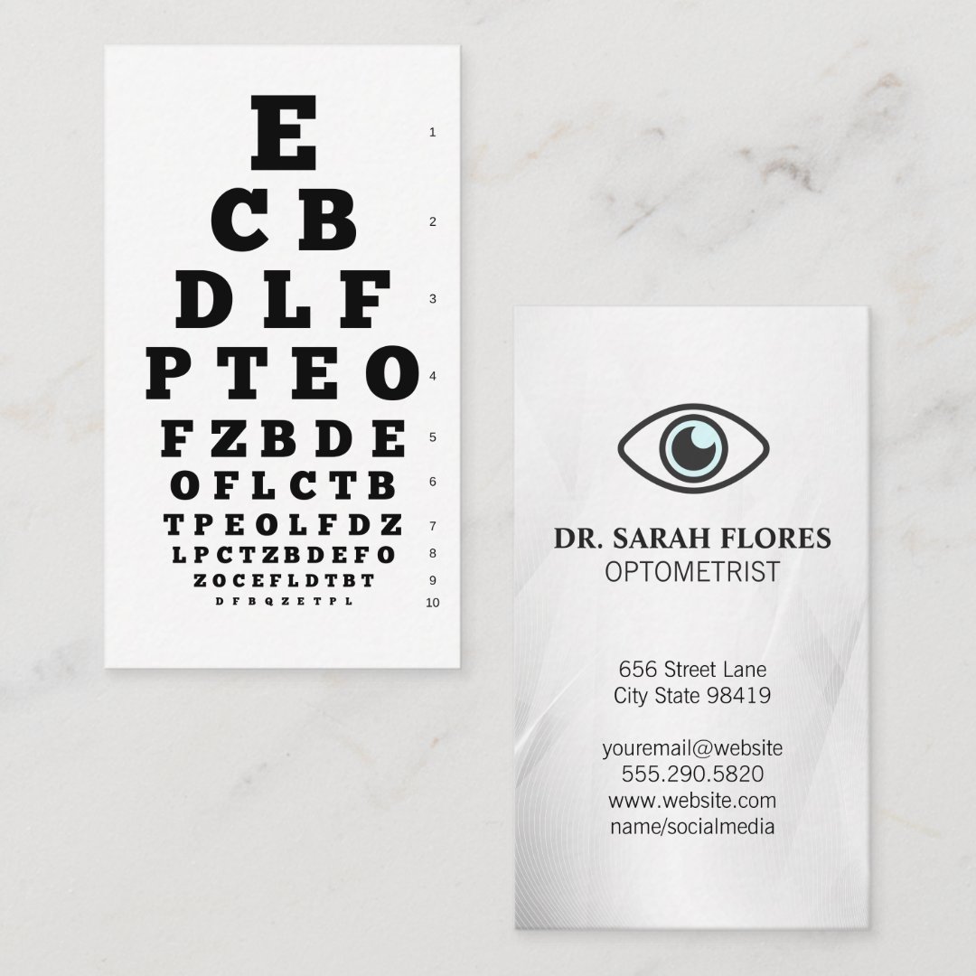 Eye Icon | Vision Chart Background Business Card | Zazzle