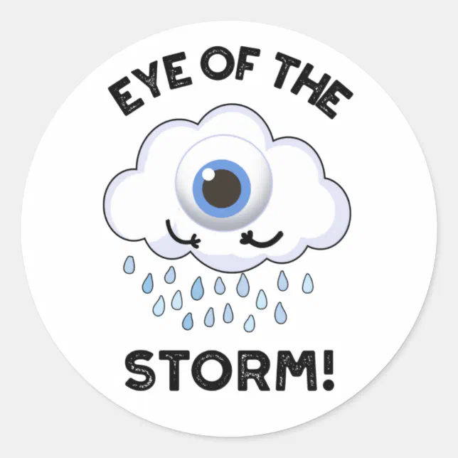 Eye Of The Storm Funny Weather Pun Classic Round Sticker | Zazzle