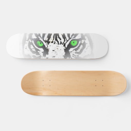 EYE OF THE TIGER SKATEBOARD - WHITE TIGER DESIGN | Zazzle