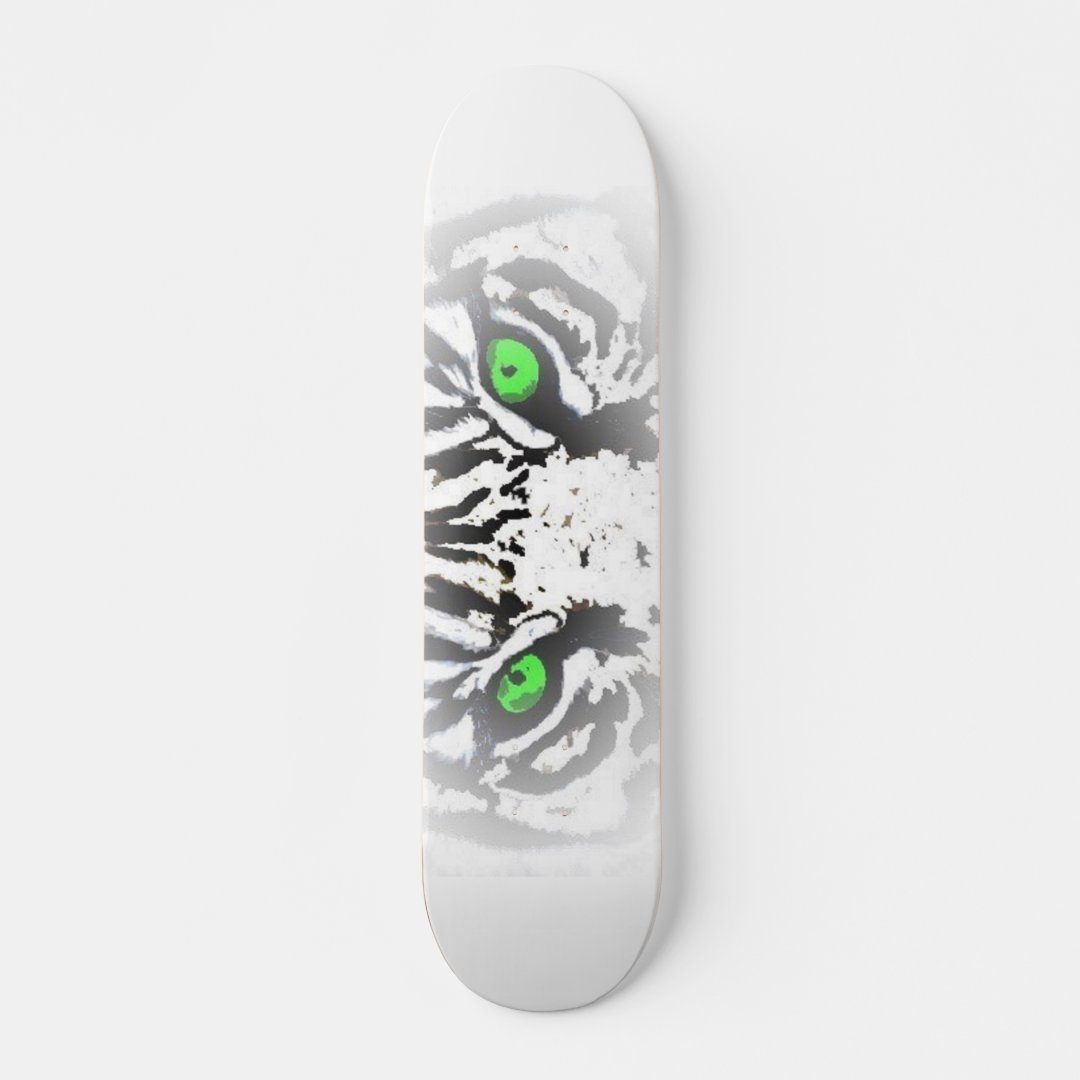 EYE OF THE TIGER SKATEBOARD - WHITE TIGER DESIGN | Zazzle