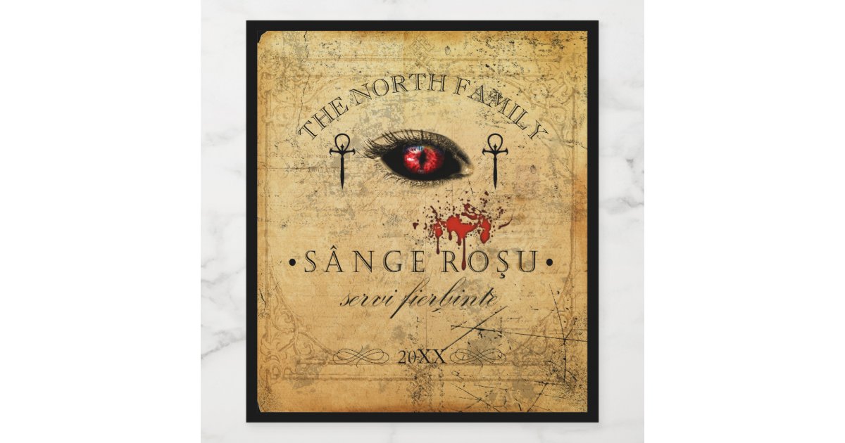 Eye of the Vampire Blood Red ID439 Wine Label | Zazzle