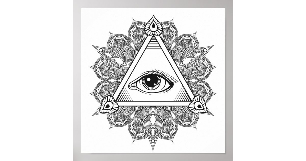 Eye Pyramid Symbol Doodle 2 Poster | Zazzle