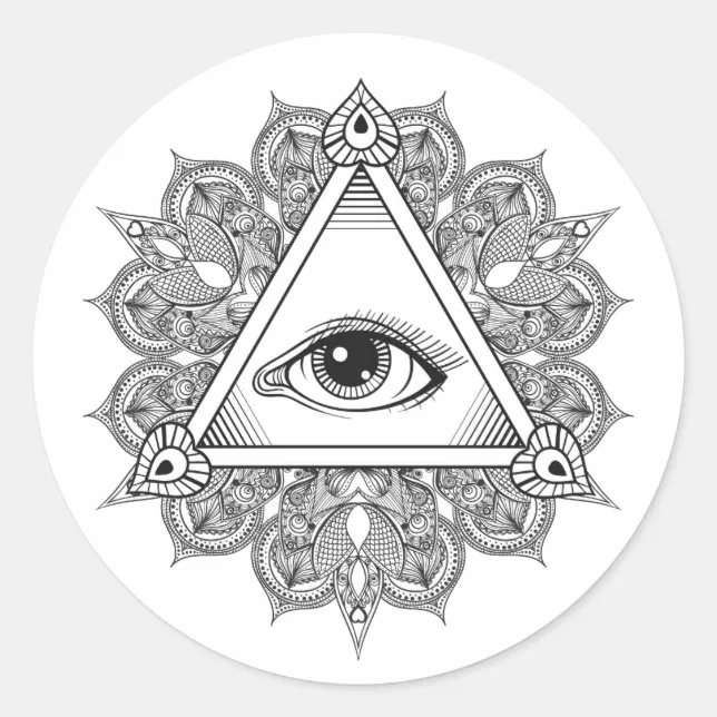 Eye Pyramid Symbol Doodle Classic Round Sticker | Zazzle