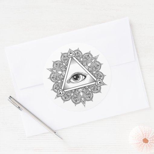Eye Pyramid Symbol Doodle Classic Round Sticker | Zazzle