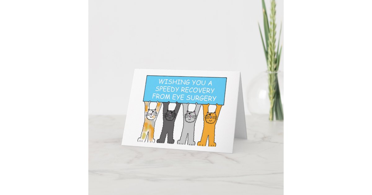 Eye Surgery Speedy Recovery Cartoon Cats Card | Zazzle