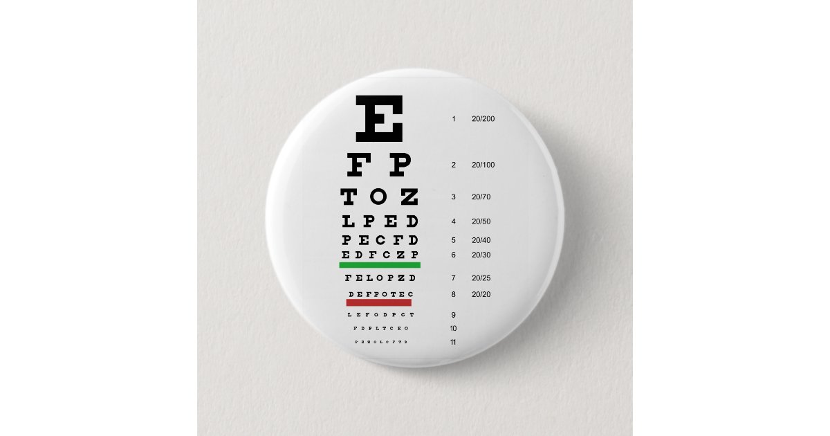 eye vision chart of Snellen for opthalmologist Button | Zazzle