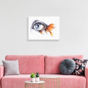 Eye with fish tail Surreal drawing art Canvas Print | Zazzle