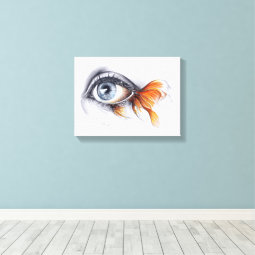 Eye with fish tail Surreal drawing art Canvas Print | Zazzle