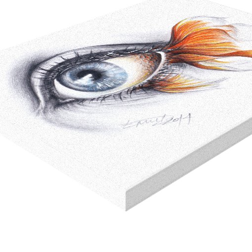 Eye with fish tail Surreal drawing art Canvas Print | Zazzle