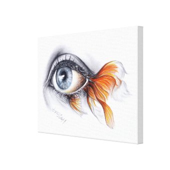 Eye with fish tail Surreal drawing art Canvas Print | Zazzle