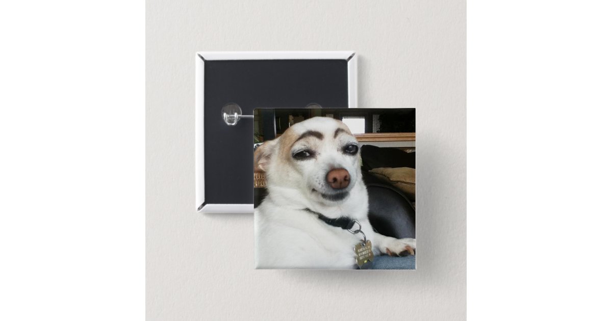 Eyebrow Dog Meme Pin Button | Zazzle