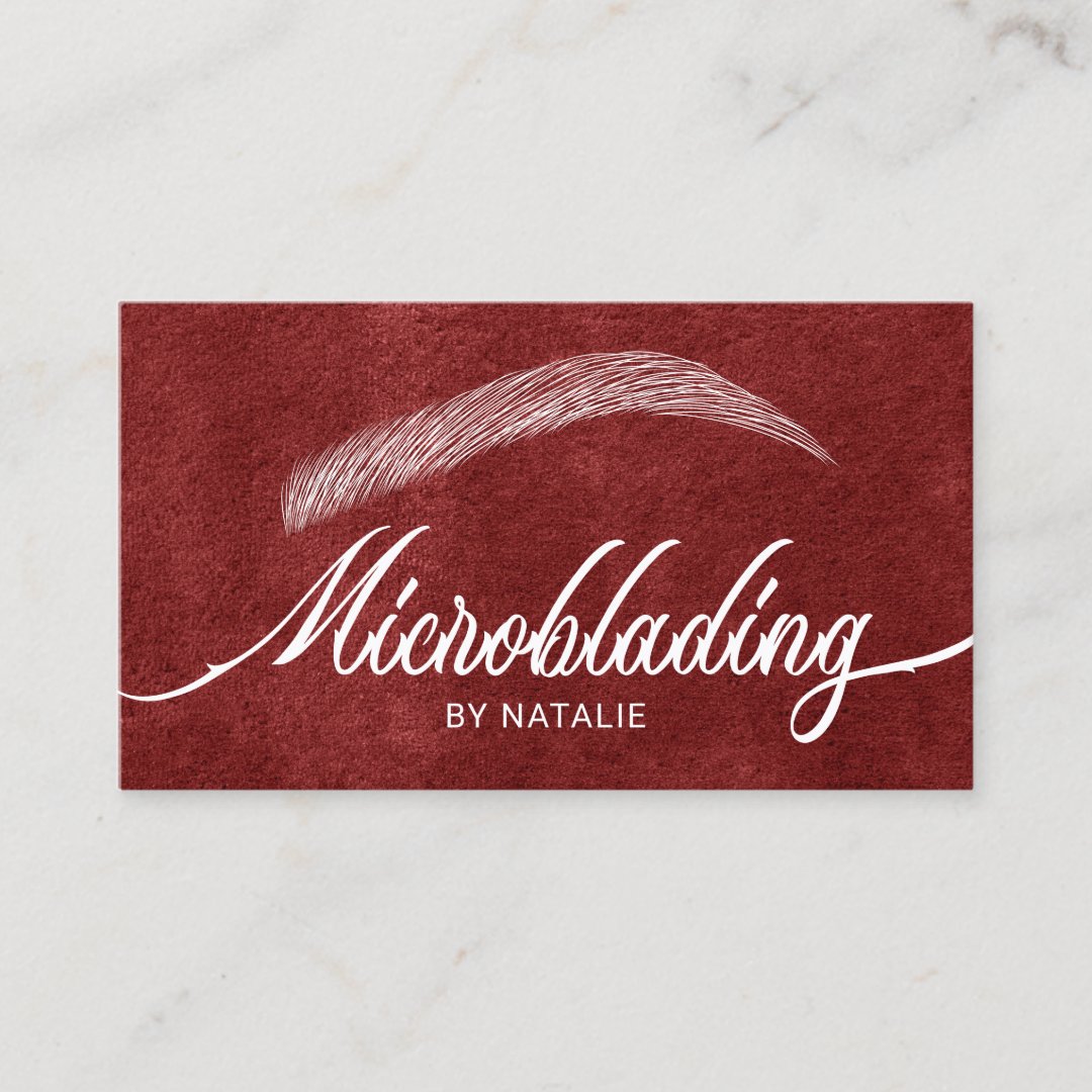 Eyebrow Salon Microblading Typography Red Velvet Business Card | Zazzle