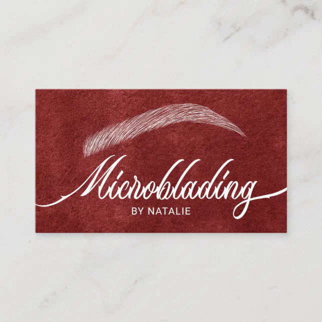 Eyebrow Salon Microblading Typography Red Velvet Business Card | Zazzle
